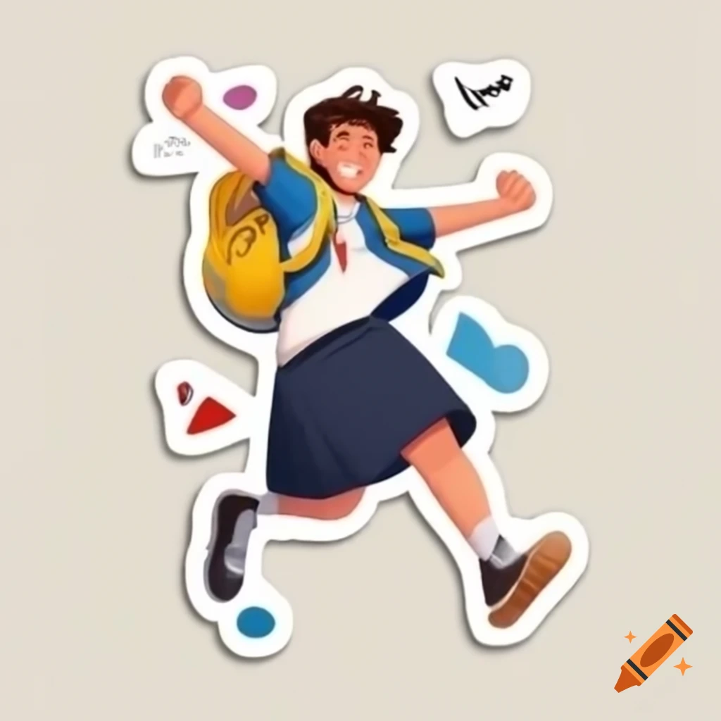 Cheerful student sticker with playful text saying 'hello student!' on ...