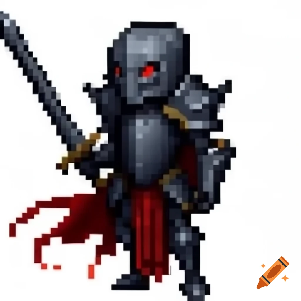 2D pixel art of a fantasy dark knight on Craiyon