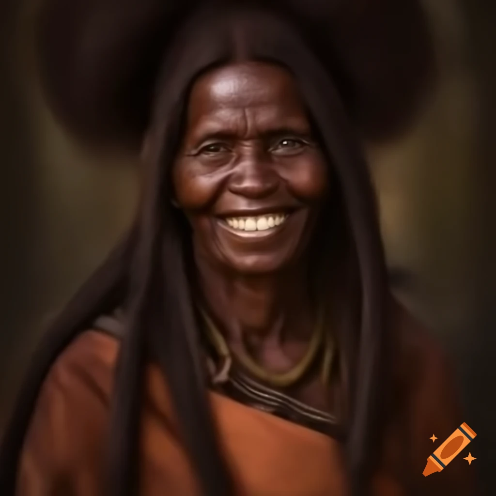 Portrait of young woman in traditional Nigerian attire with warm smile ...