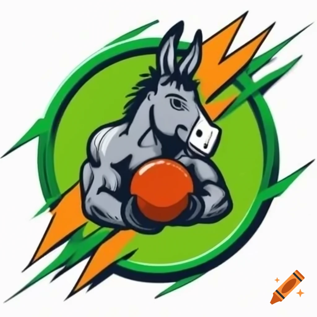 Muscular donkey mascot with bowling ball in dynamic emblem design on ...