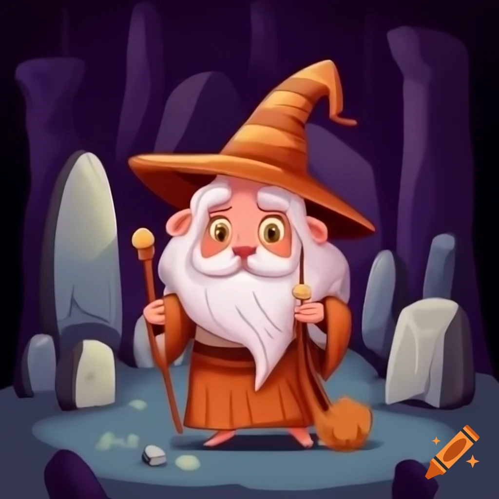 Young wizard with lion and human features holding wand in whimsical ...