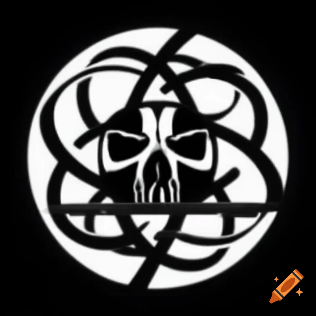 Minimalist black and white logo featuring a circular scary specter in a ...