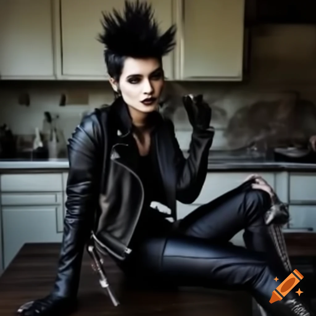 Punk-rocker portrait in ultra HD detail with leather jacket and ...
