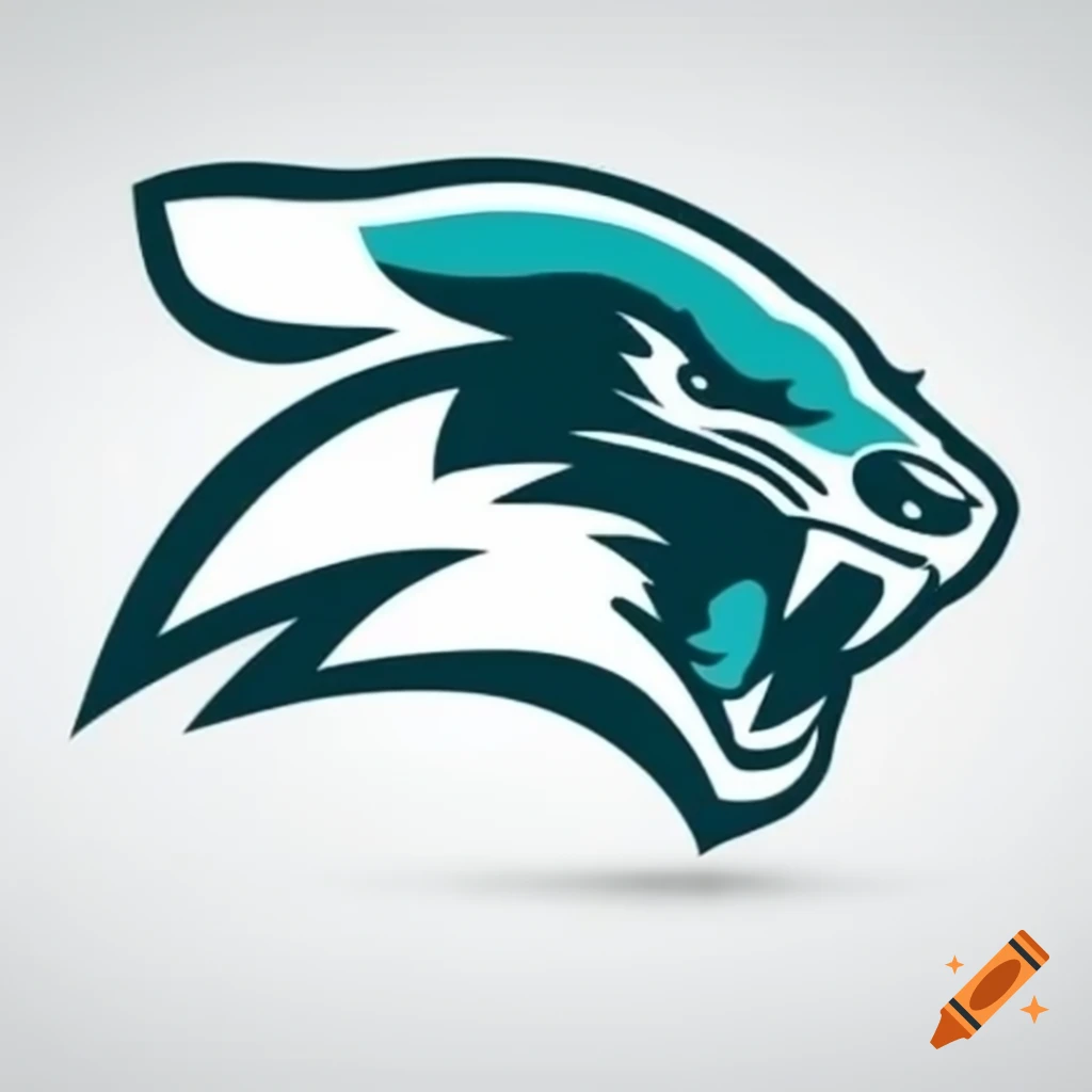 Fierce teal honey badger NFL style mascot logo on Craiyon