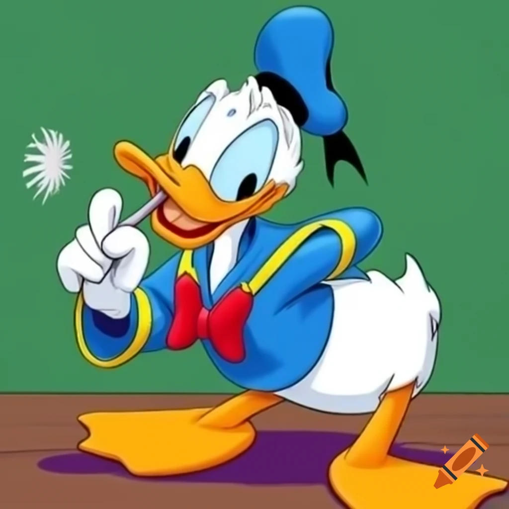 Donald Duck brushing his teeth on Craiyon