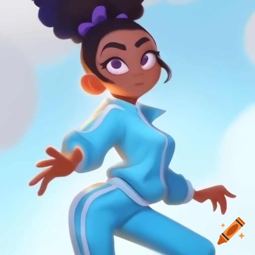 Violet beauregard in light blue tracksuit striking a confident pose ...