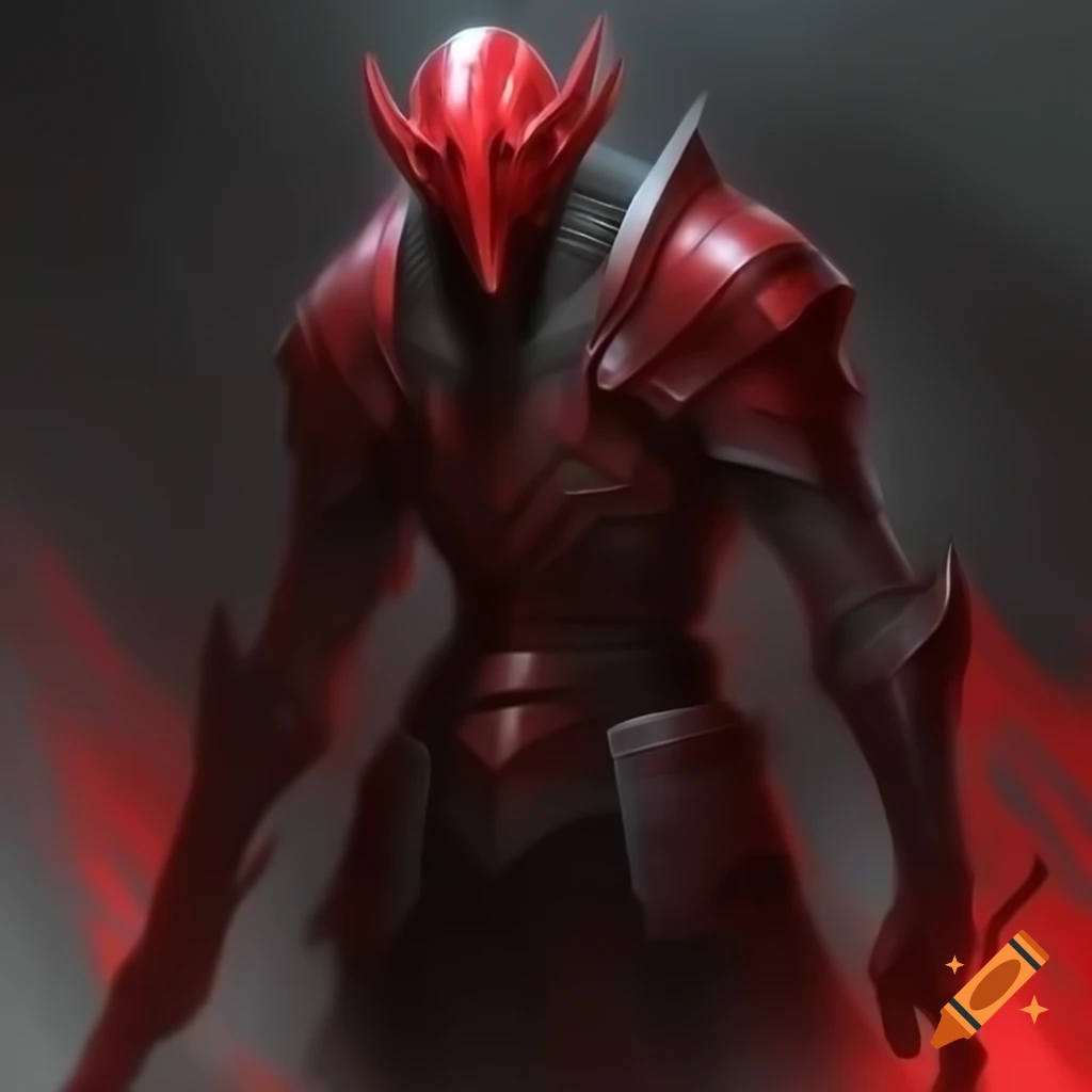 Short imp in red full-body armor, fantasy sketch on Craiyon