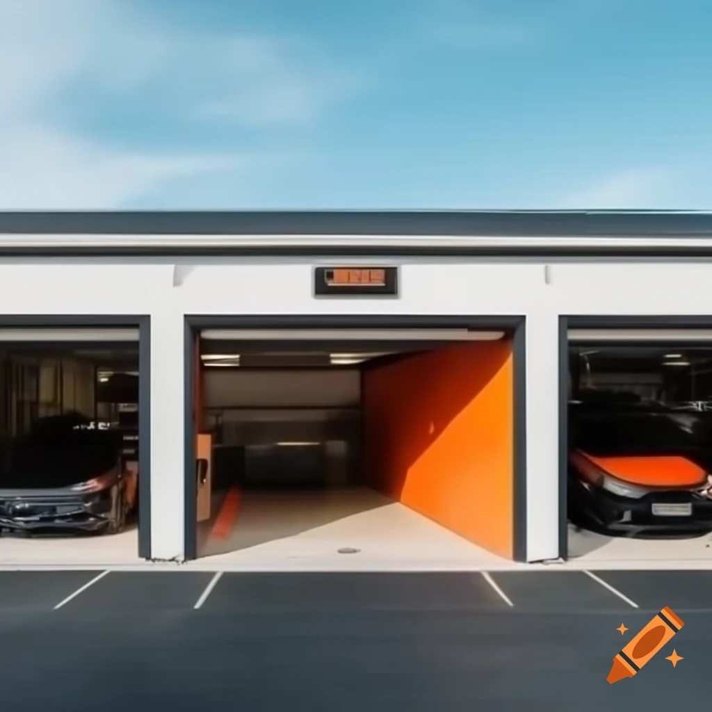 Modern car shop design with four garages and dealership, featuring ...