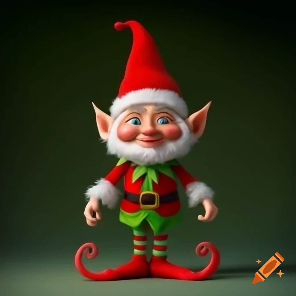 Jolly Christmas elf with oversized features and playful beard on Craiyon
