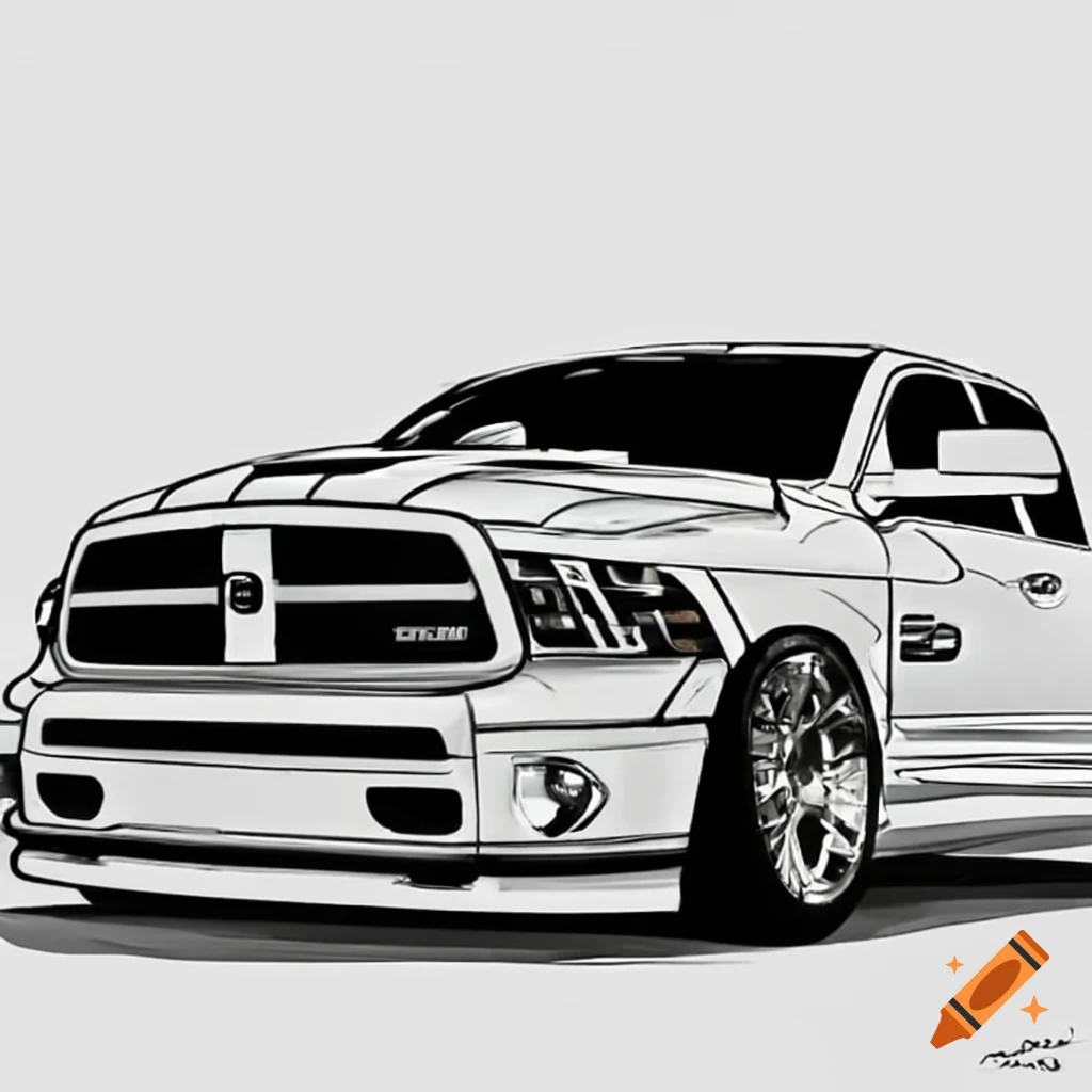 Custom lowered 2011 Dodge Ram 1500 pickup truck on Craiyon