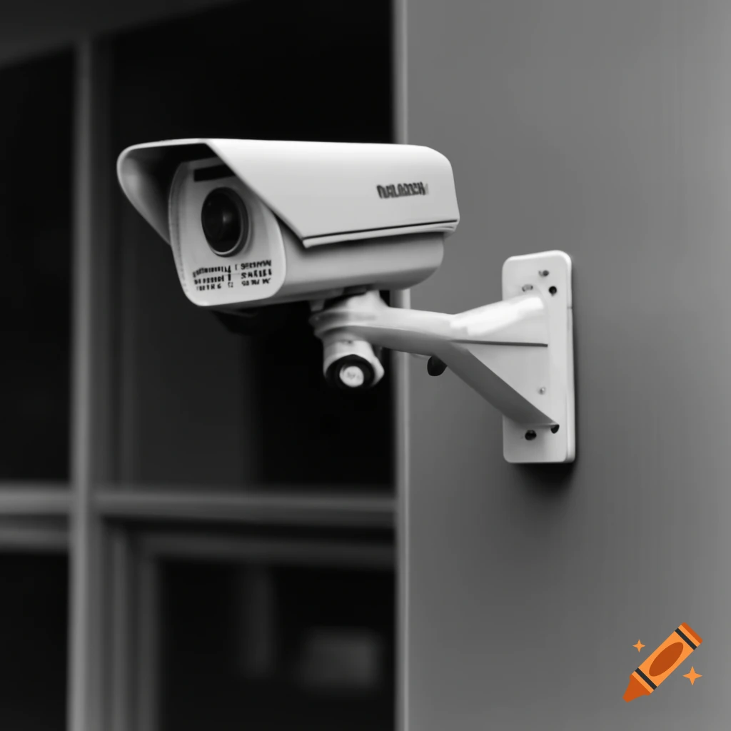 Round surveillance camera labeled LiftAlert mounted on wall on Craiyon