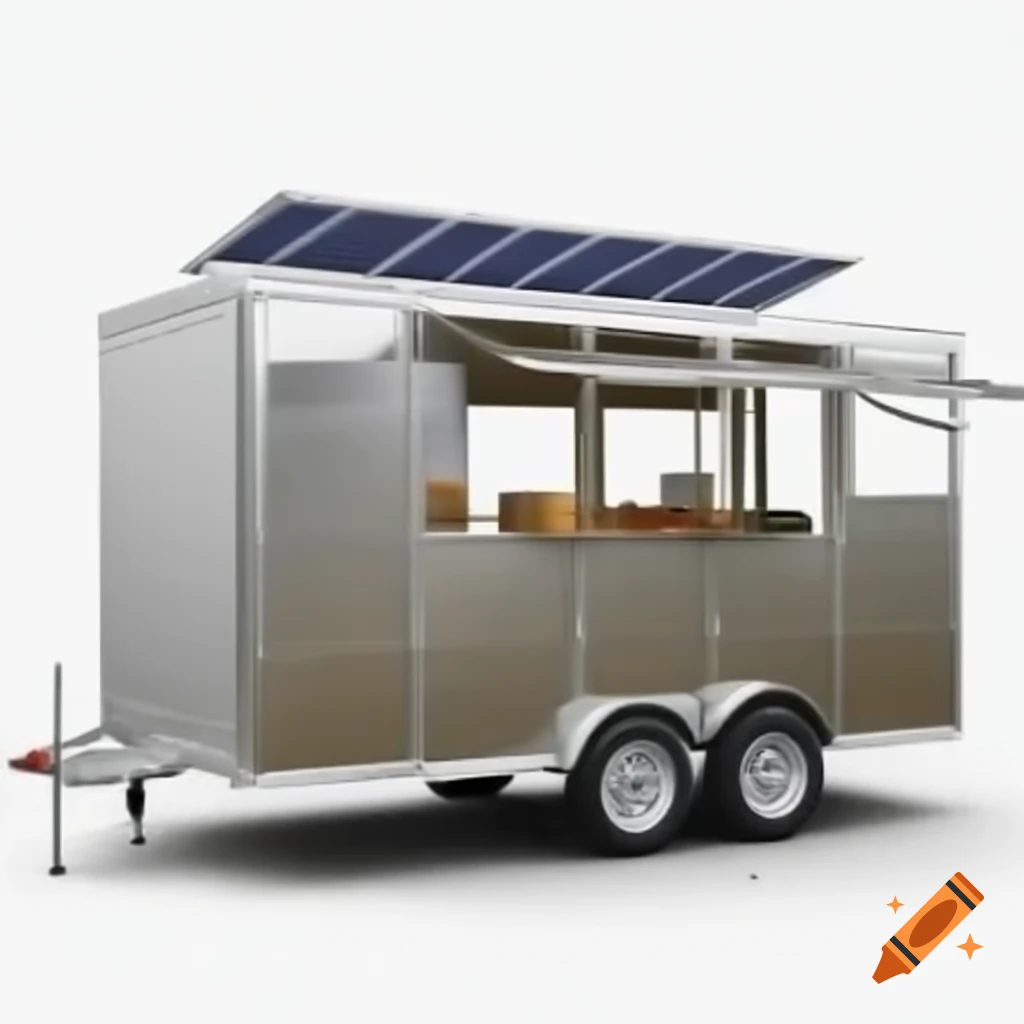 16 ft long enclosed food trailer equipped with solar panels on Craiyon