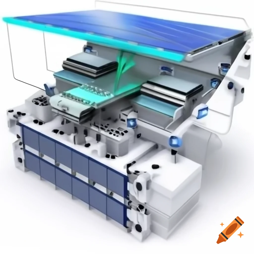 Cutaway illustration of solar panel showing core components on Craiyon