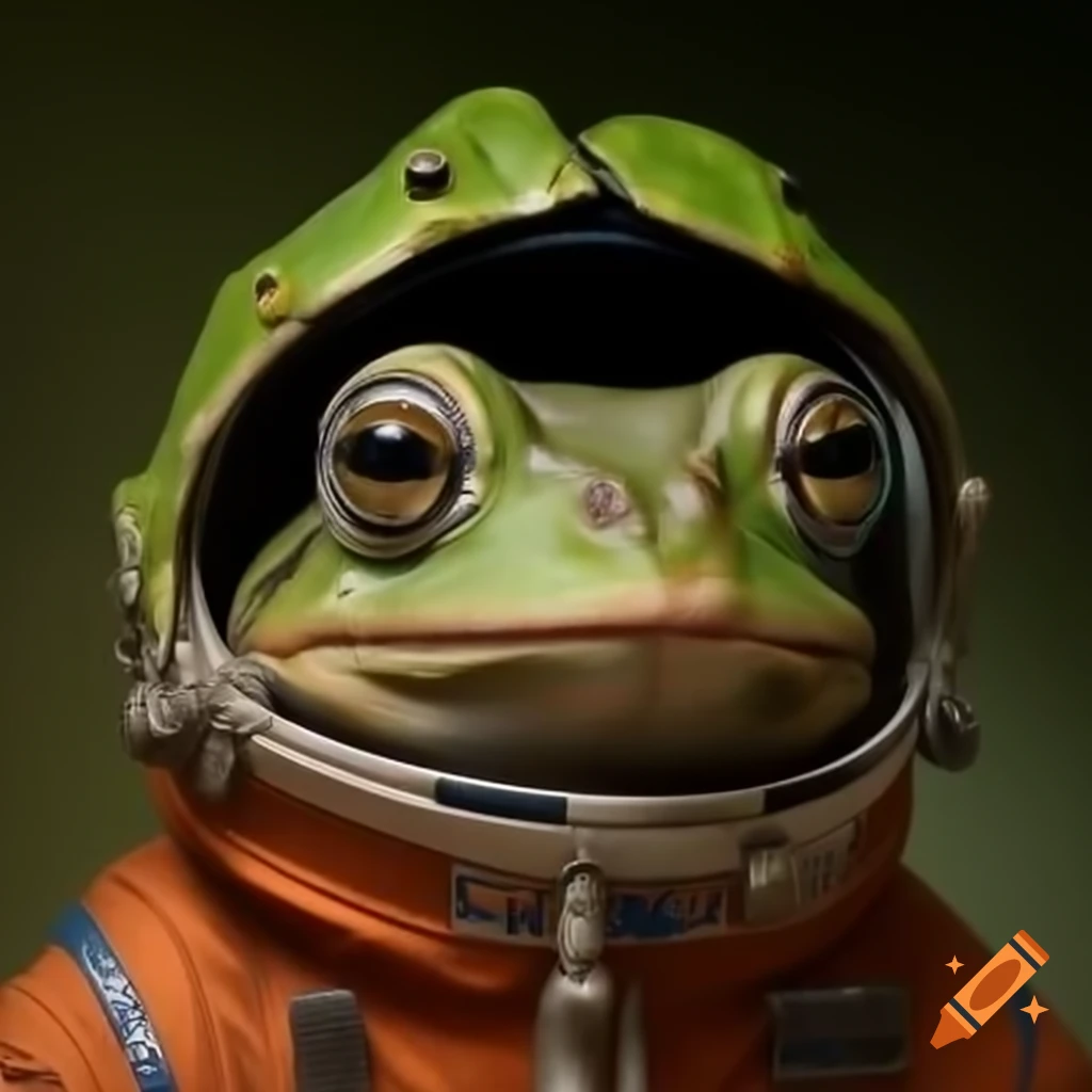 Creative nasa headshot featuring a frog as a human on Craiyon