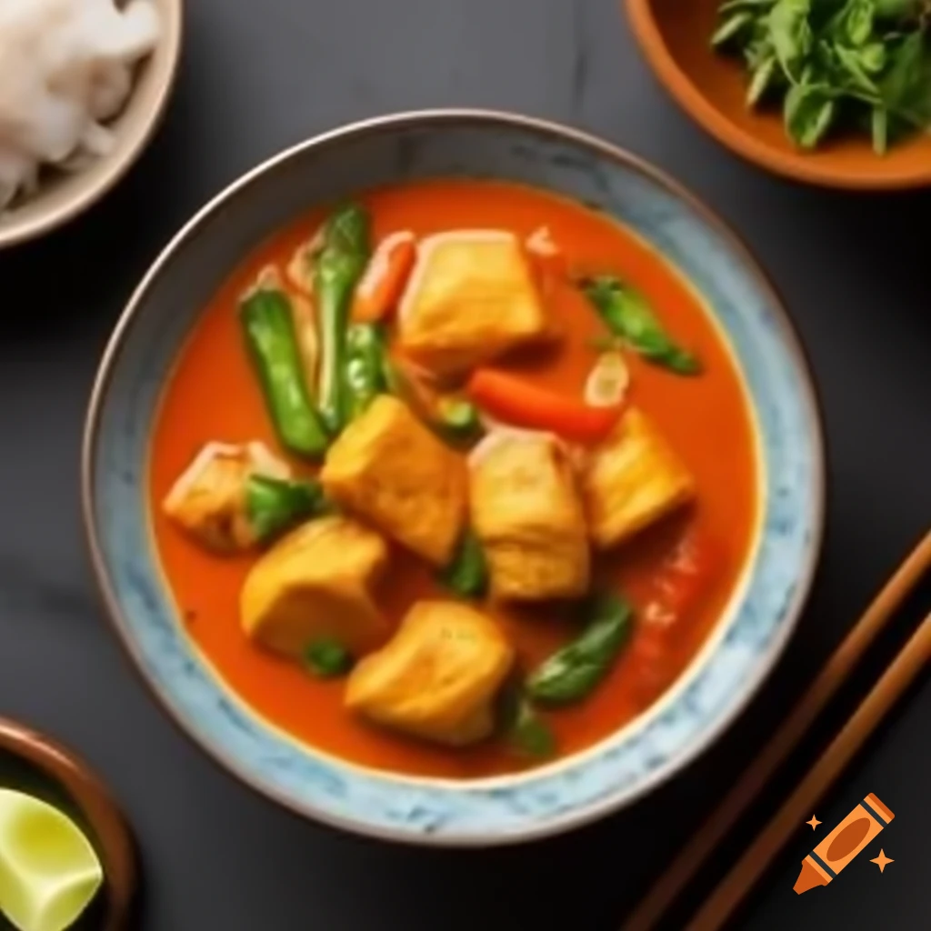 Delicious young tau foo curry dish on Craiyon