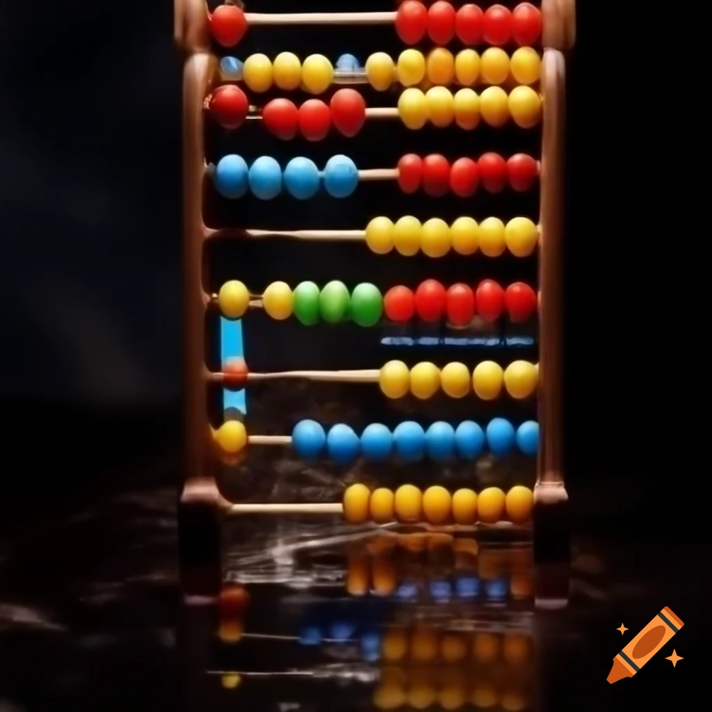 Vibrant abacus with colorful beads reflecting light like stained glass ...