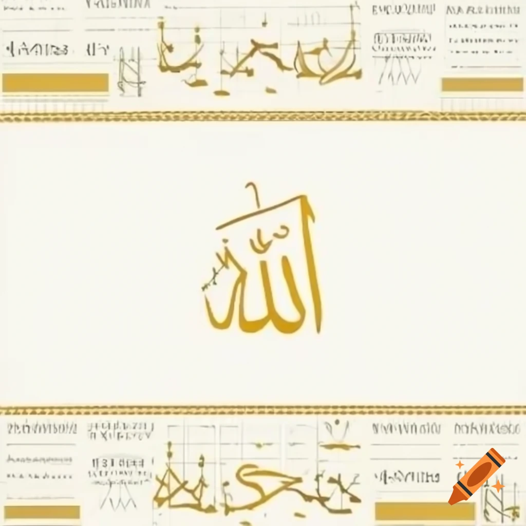 Minimalist 2D wallpaper with Arabic calligraphy of 'Allah' in golden ...