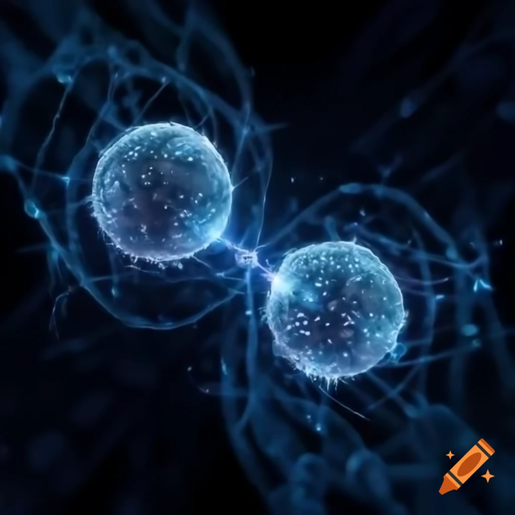 Spheres representing quantum entangled particles in a clean style on ...