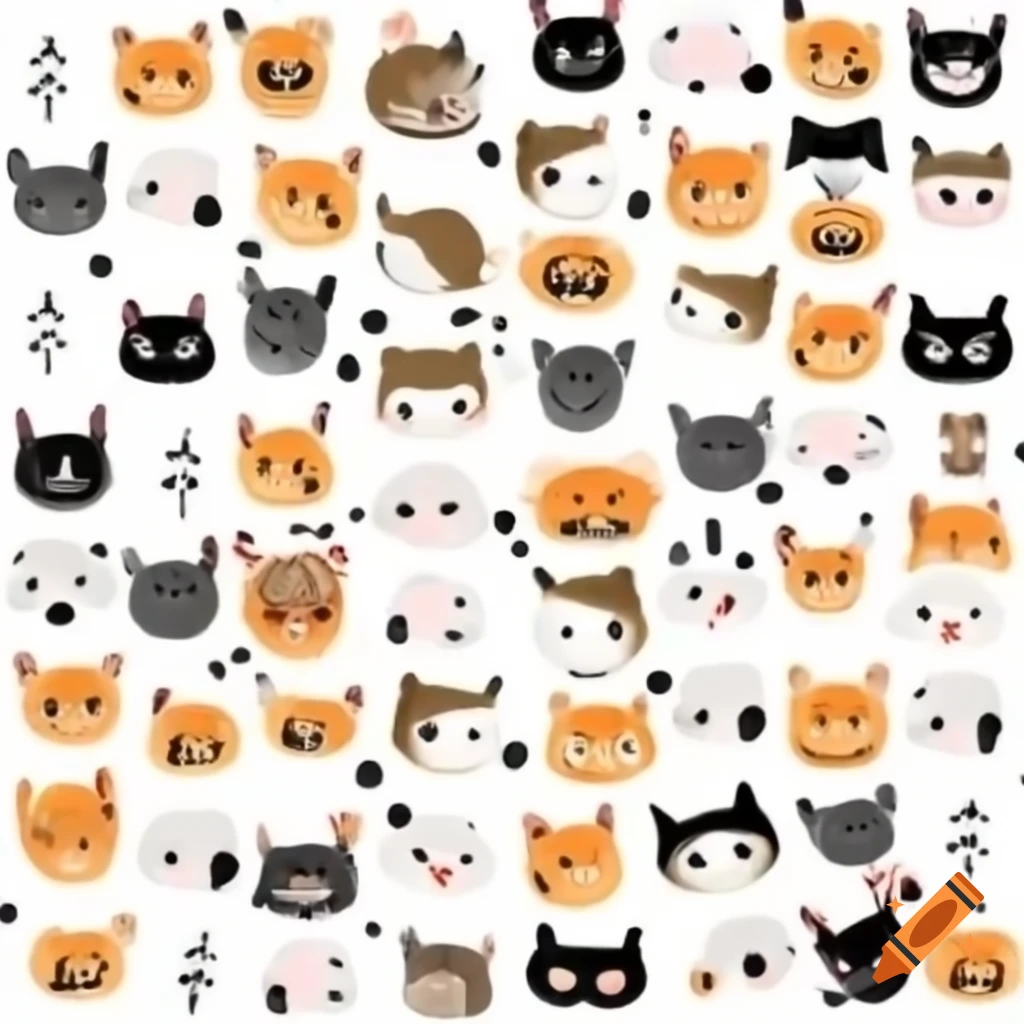 Collection of over 30 cute cat characters with diverse expressions on ...