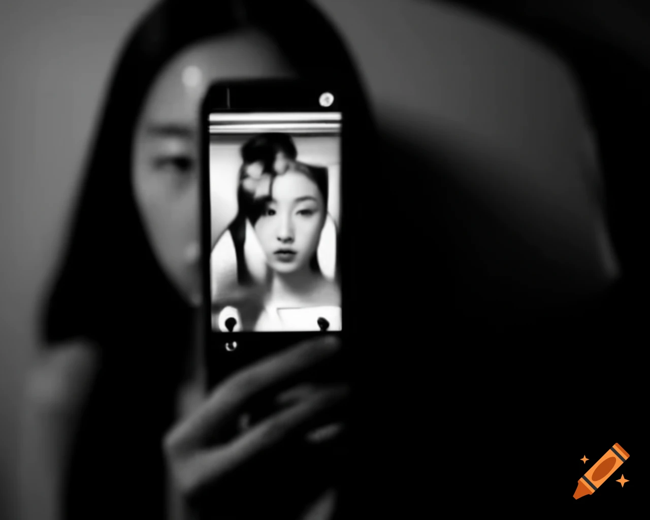Chinese individual taking a selfie in black and white with a Leica M ...