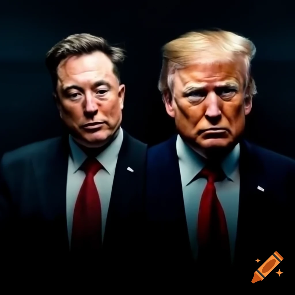 Chill guy meme featuring Elon Musk and Donald Trump on Craiyon