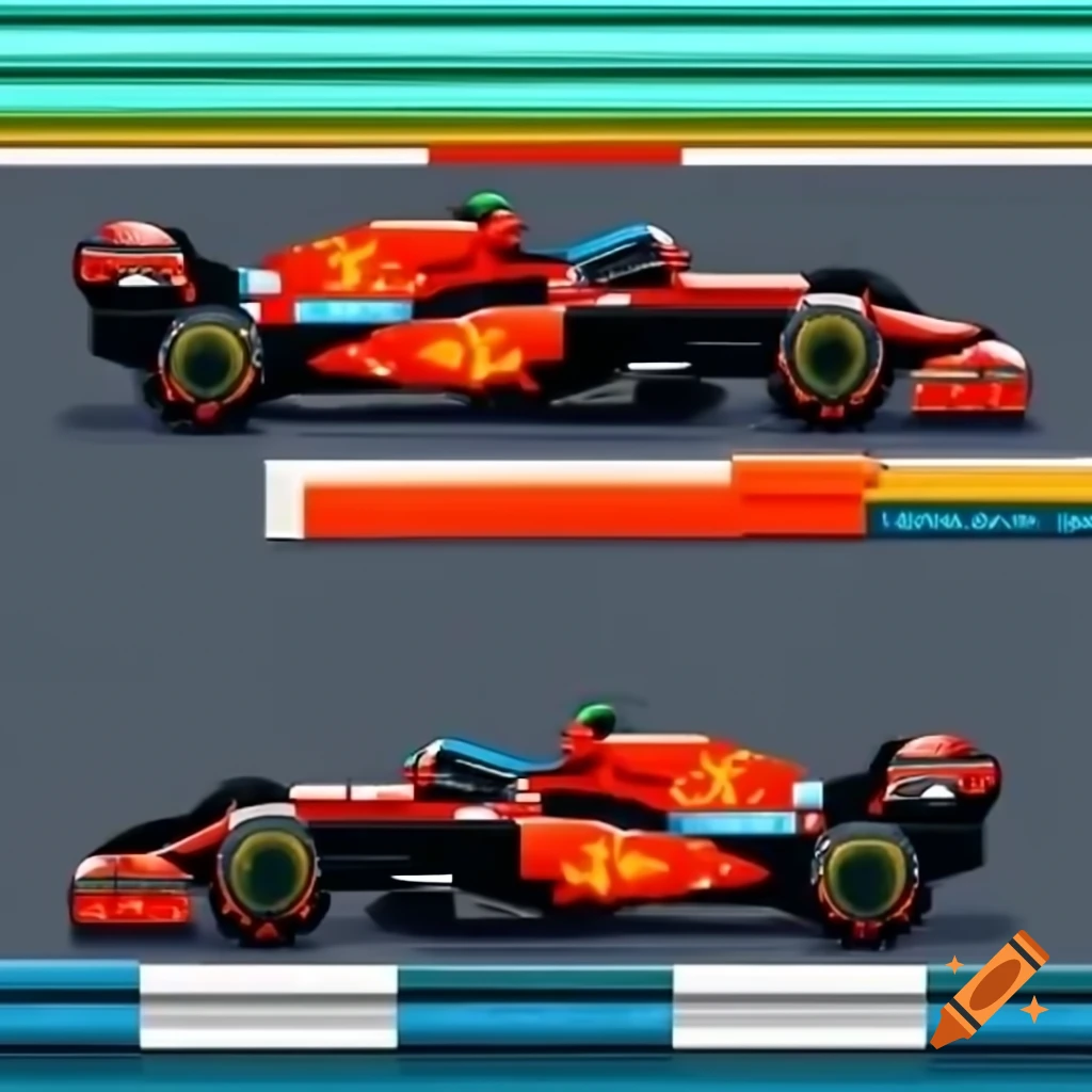 Pixelated 8-bit Formula 1 race car on Craiyon