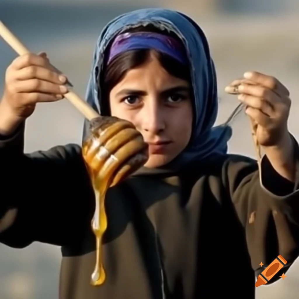 Iranian girl harvesting honey in Sablan plain, Iran on Craiyon
