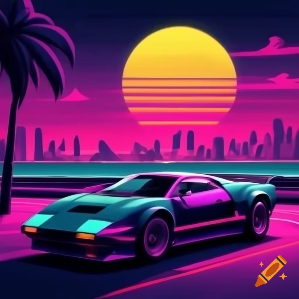 1980s miami beach setting in hanna-barbera animation style with vivid ...