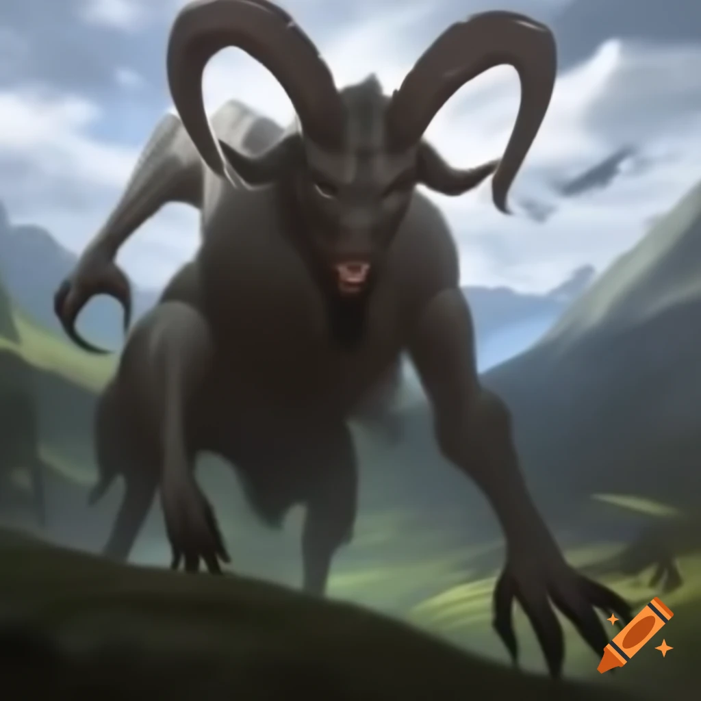 Abraham the goat surveying mountainous terrain with powerful presence ...