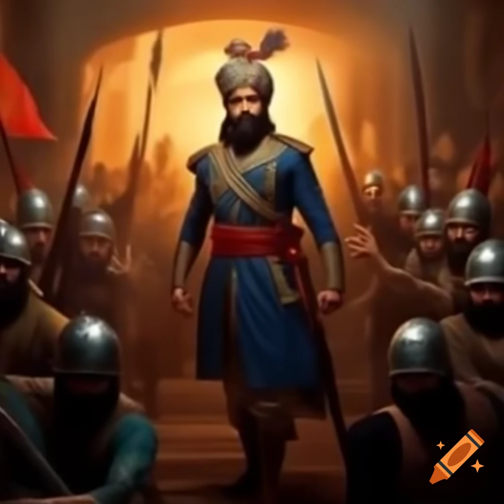 Dramatic 17th century battle scene between Mughal army and Rajput ...