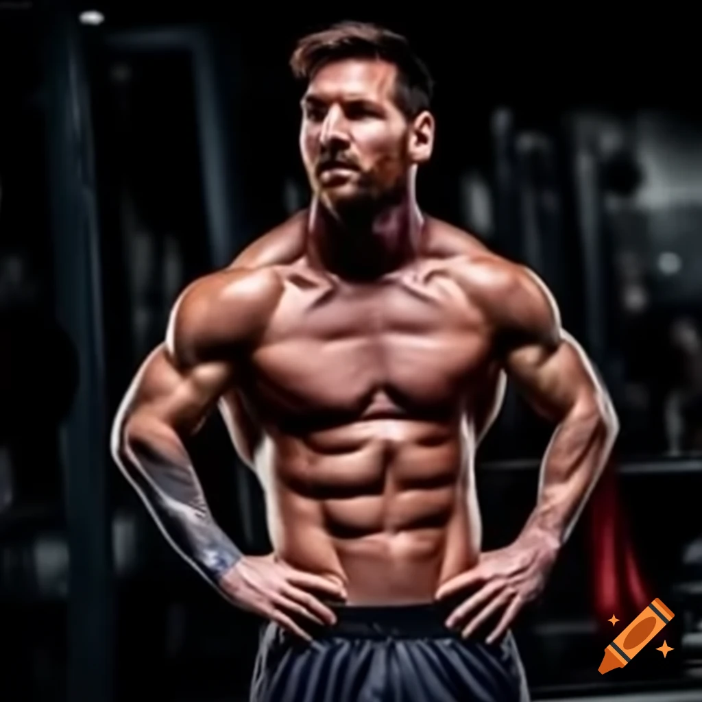 Lionel messi training in bodybuilding session on Craiyon
