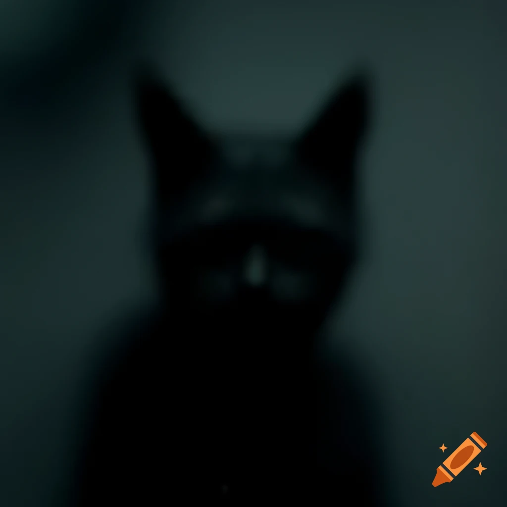 Blurry image of a dark black cat with a distorted and creepy appearance ...