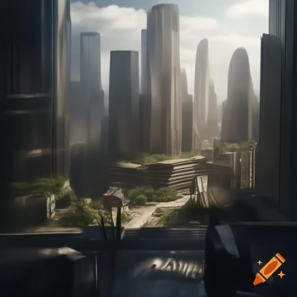 Realistic skyscraper city view from a person's perspective on Craiyon