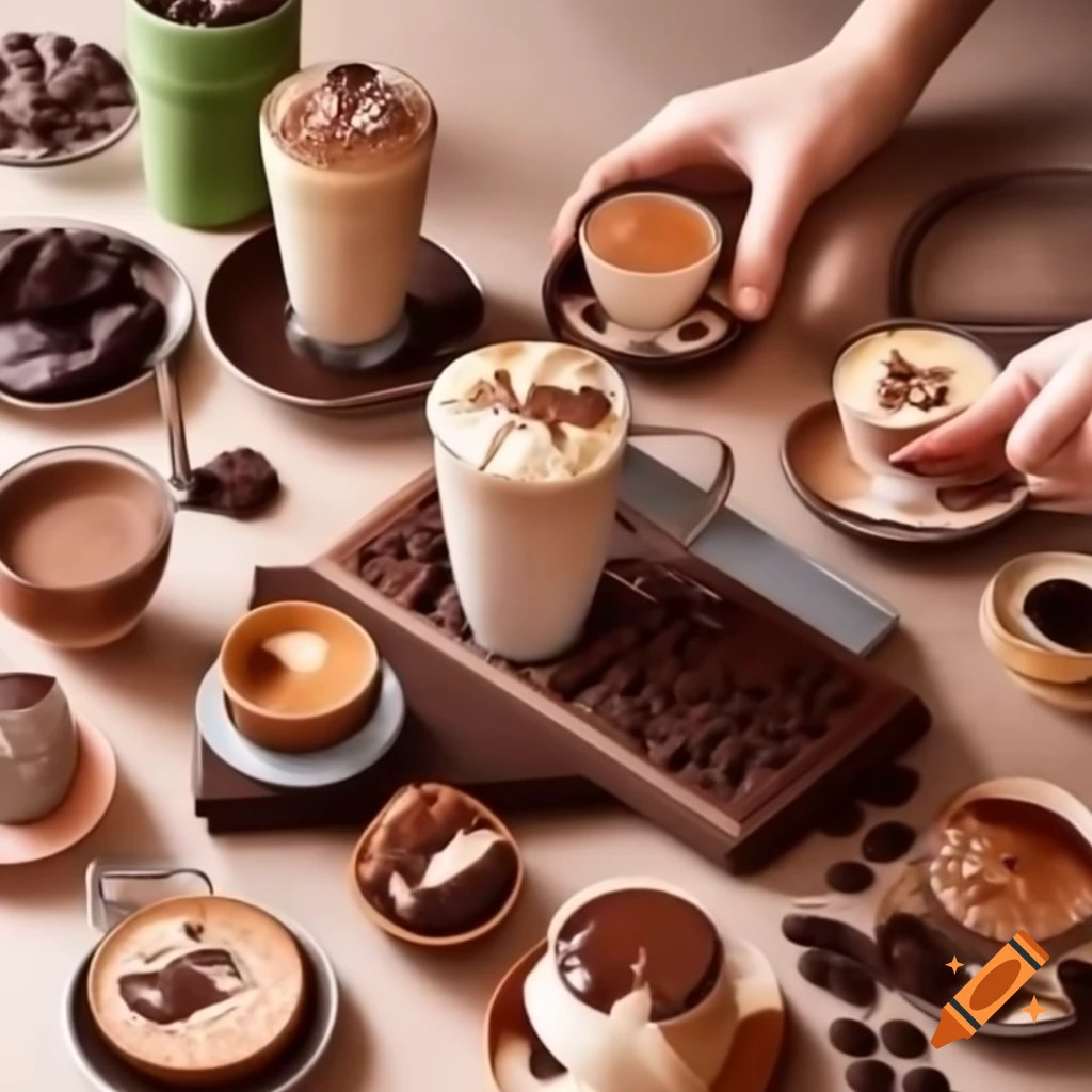 Cafe serving hot chocolate topped with marshmallows on Craiyon