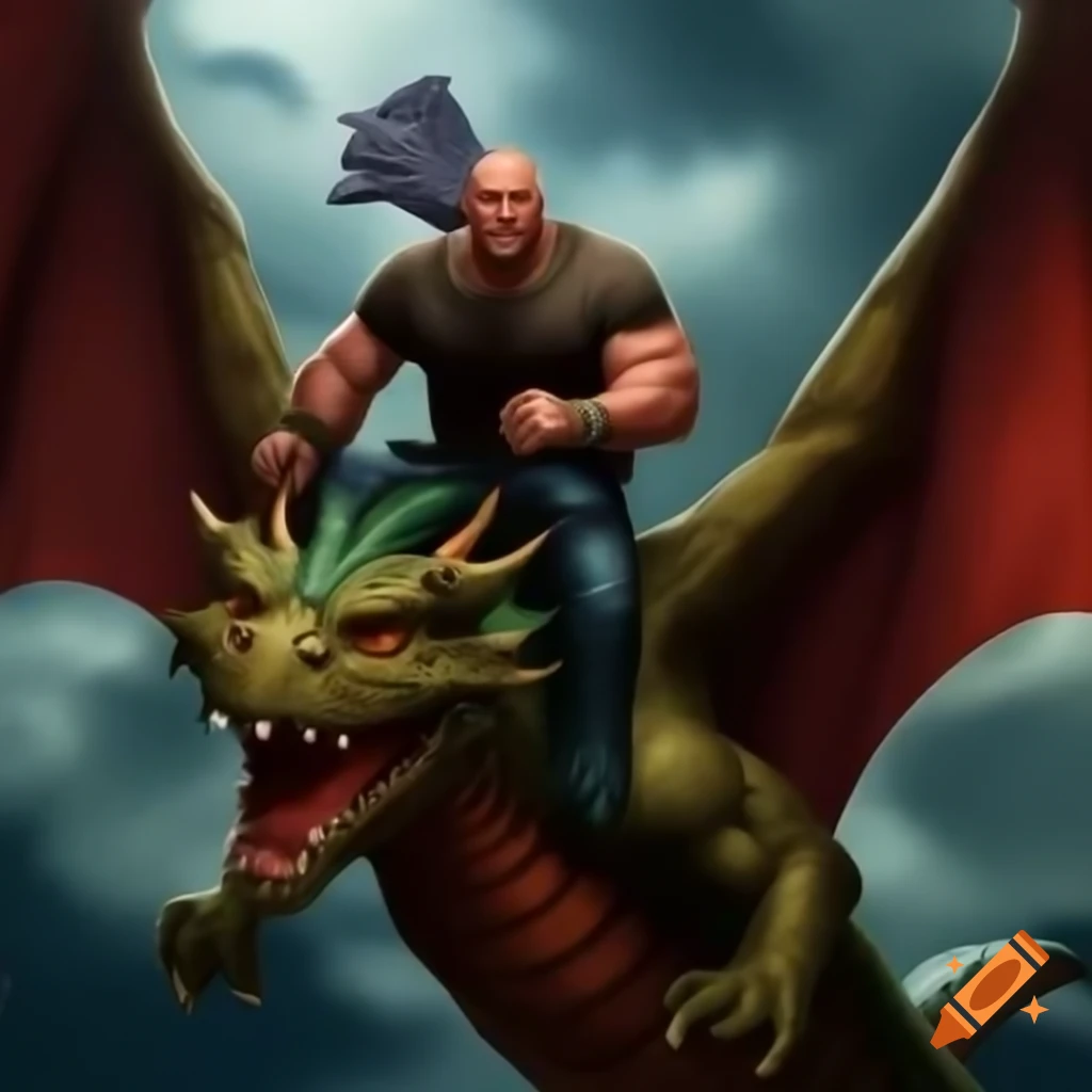 Joe rogan riding a dragon on Craiyon
