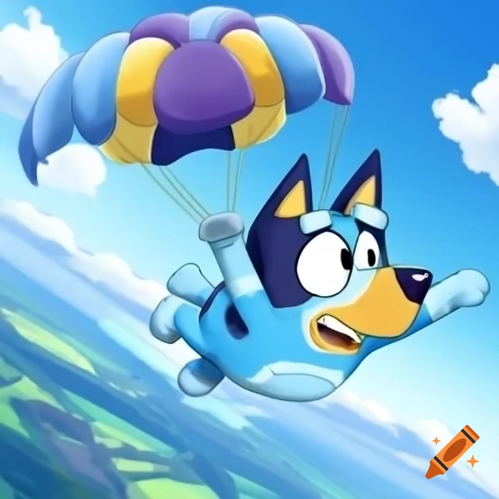 Skydiver in blue sky, capturing the thrill of free-fall on Craiyon