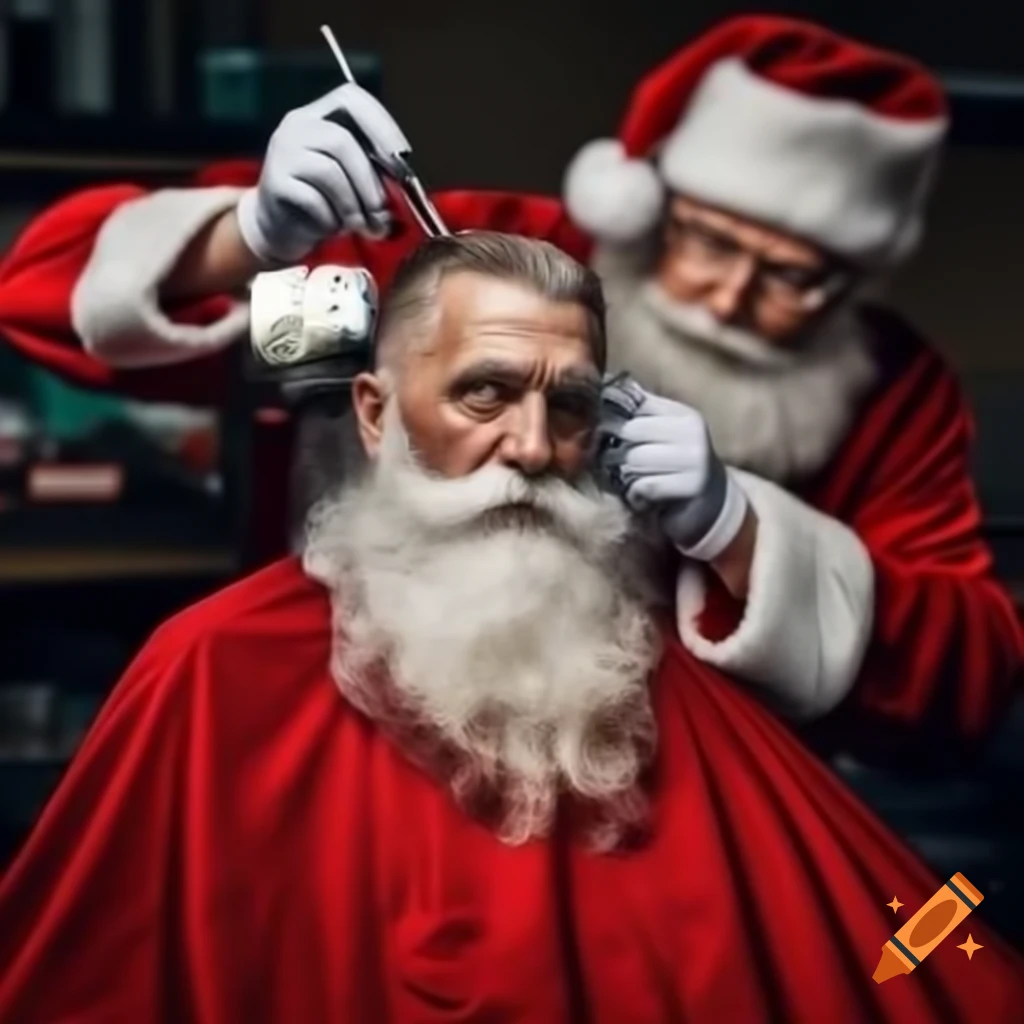 Santa Claus with a low taper fade haircut on Craiyon