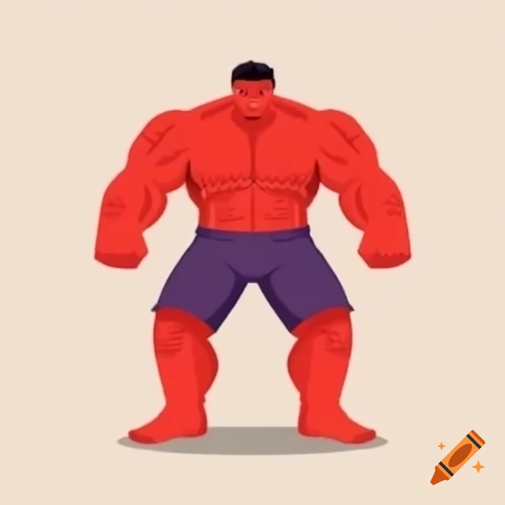 Stickman representation of red hulk character on Craiyon
