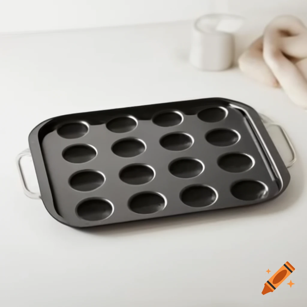 Polished carbon steel baking tray with shallow circles for cookies ...