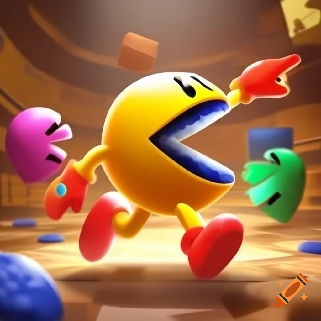 Pac-Man game box art featuring iconic yellow character on Craiyon