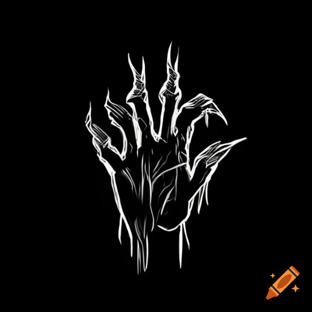 Monochrome vector of a demon hand scratch, dark fantasy theme on Craiyon