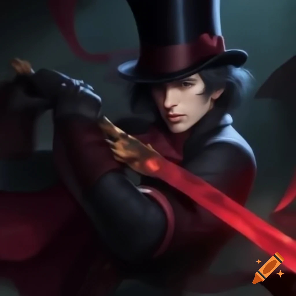 Victorian man with top hat holding a longsword and dagger on Craiyon