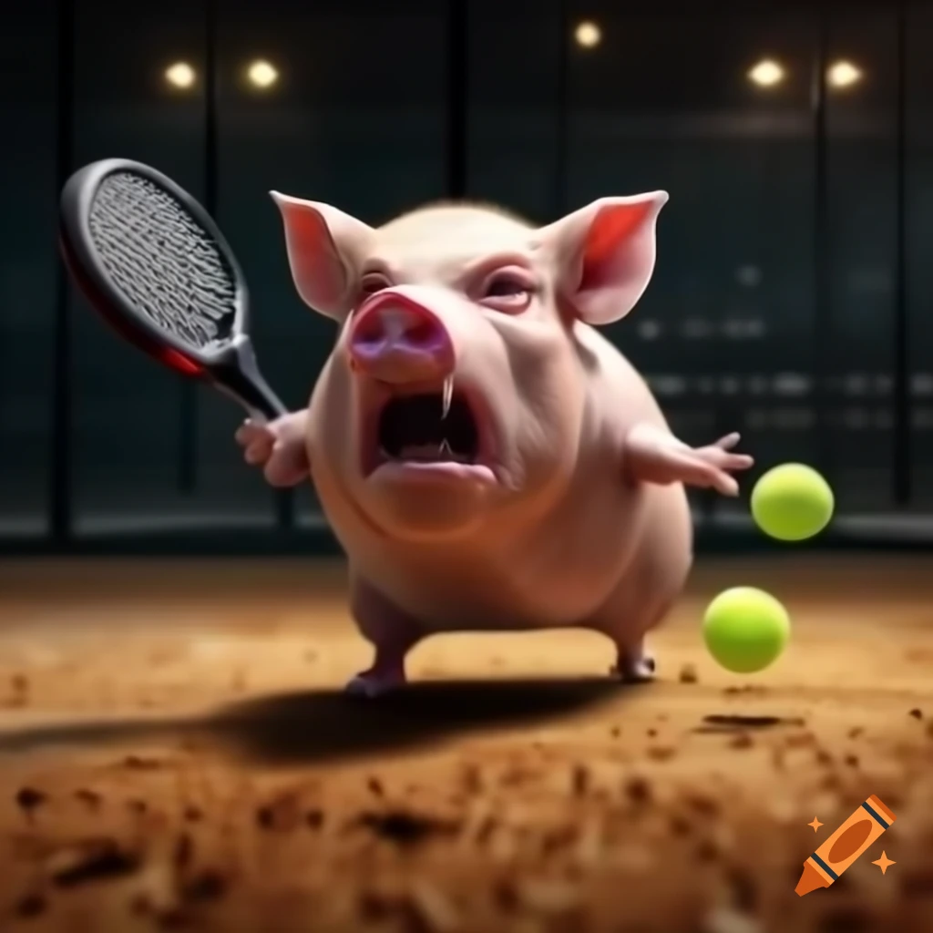 Angry hog playing padel on Craiyon