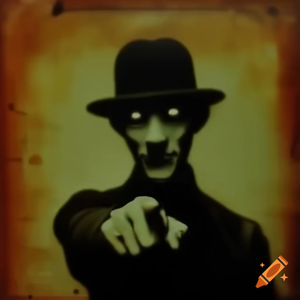 Shadowy figure pointing at viewer in vintage propaganda poster style on ...
