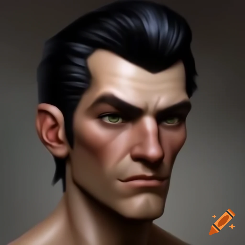Realistic portrait of male human D&D character with olive skin and ...