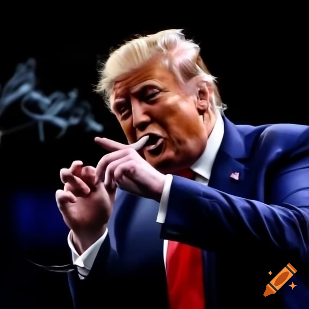 Donald Trump humorously imitating meme of Elon Musk smoking on Joe ...