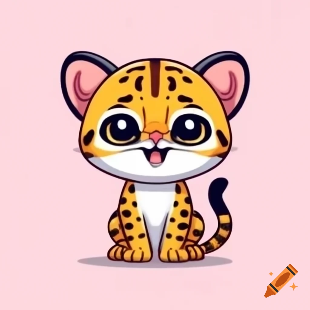 Cartoon ocelot laughing with eyes closed on Craiyon