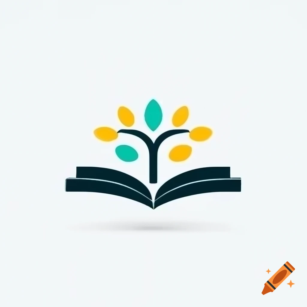 Minimalist logo of an open book transforming into a tree symbolizing ...