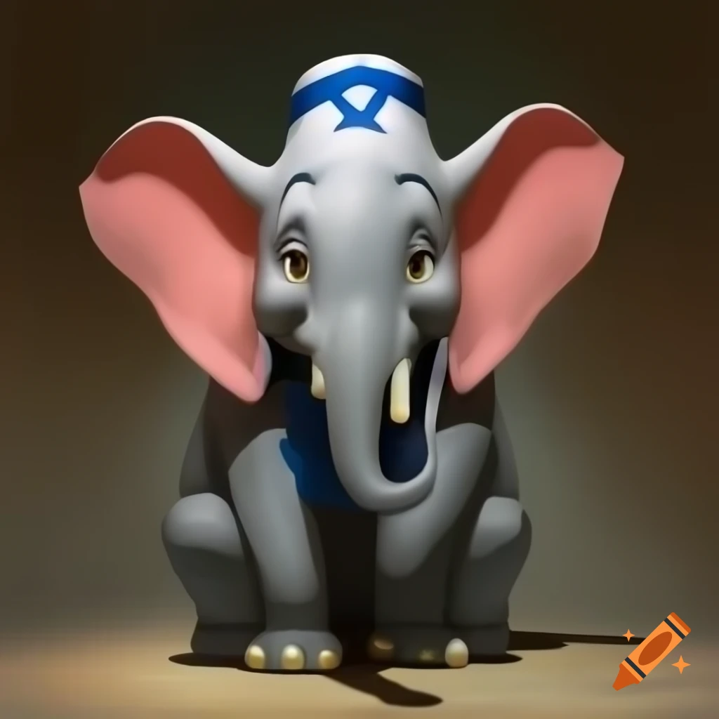 Illustration of Benjamin Netanyahu with oversized ears resembling Dumbo ...
