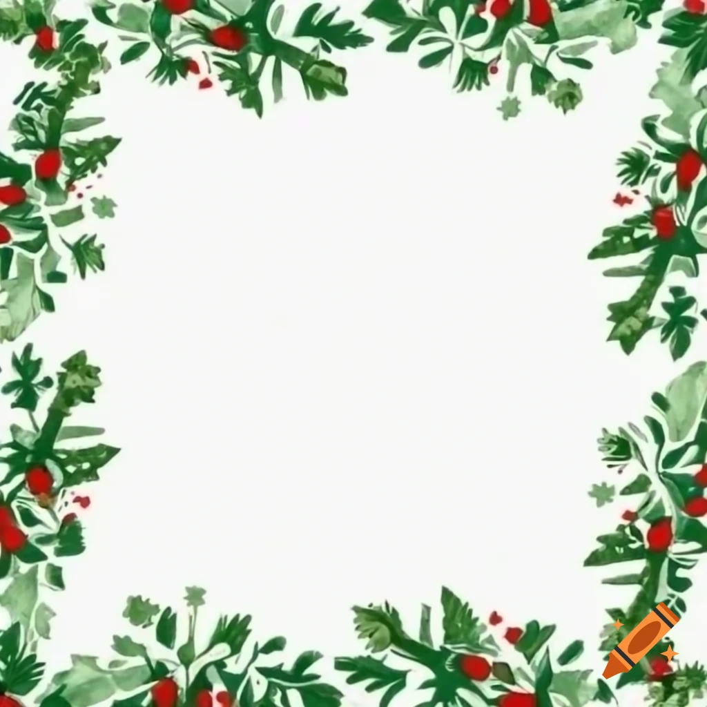 Minimalistic a4 christmas card template with thin pine garland border ...